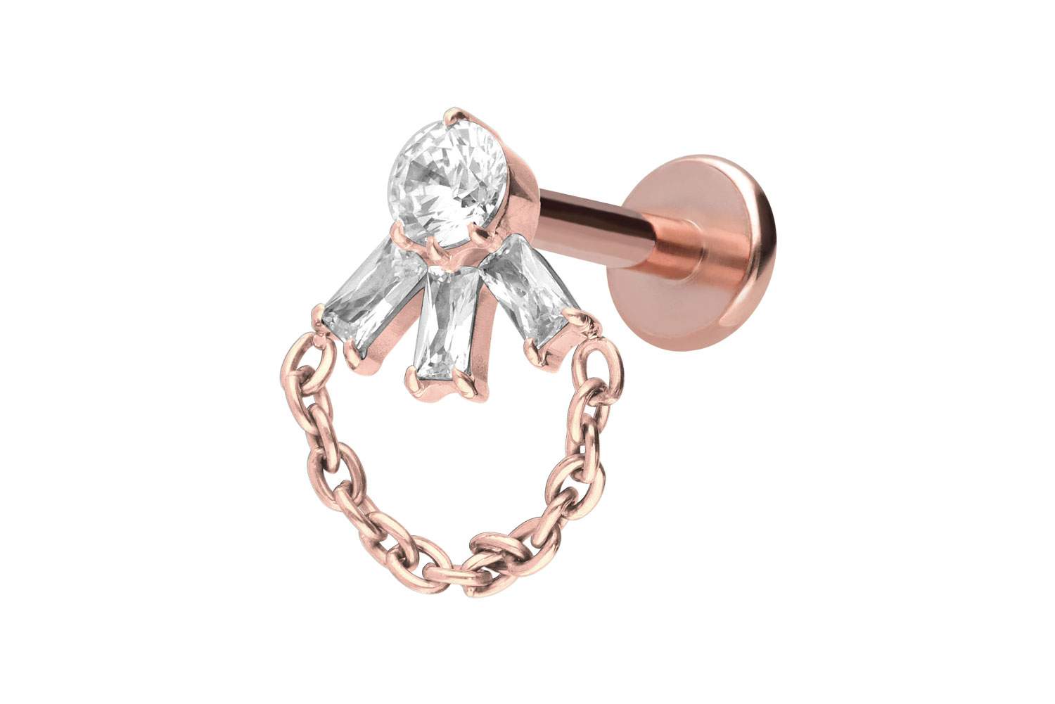 Titanium labret with internal thread LOTUS BLOSSOM + CHAIN | PIERCINGLINE